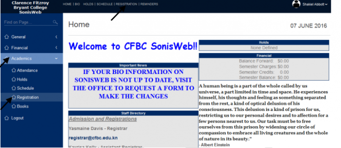 Current Students – Clarence Fitzroy Bryant College