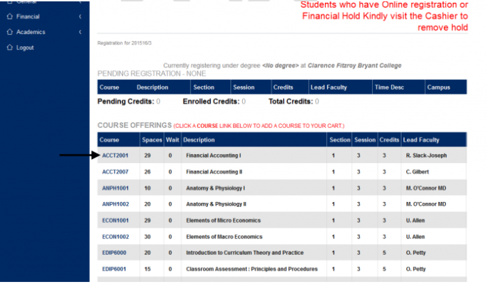 Current Students – Clarence Fitzroy Bryant College