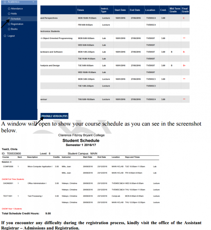 Current Students – Clarence Fitzroy Bryant College