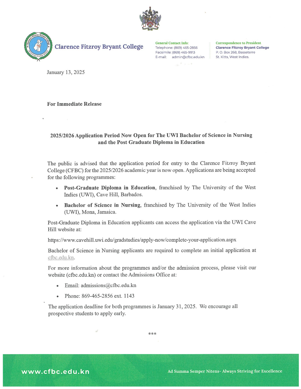 Clarence Fitzroy Bryant College – Always Striving for Excellence!