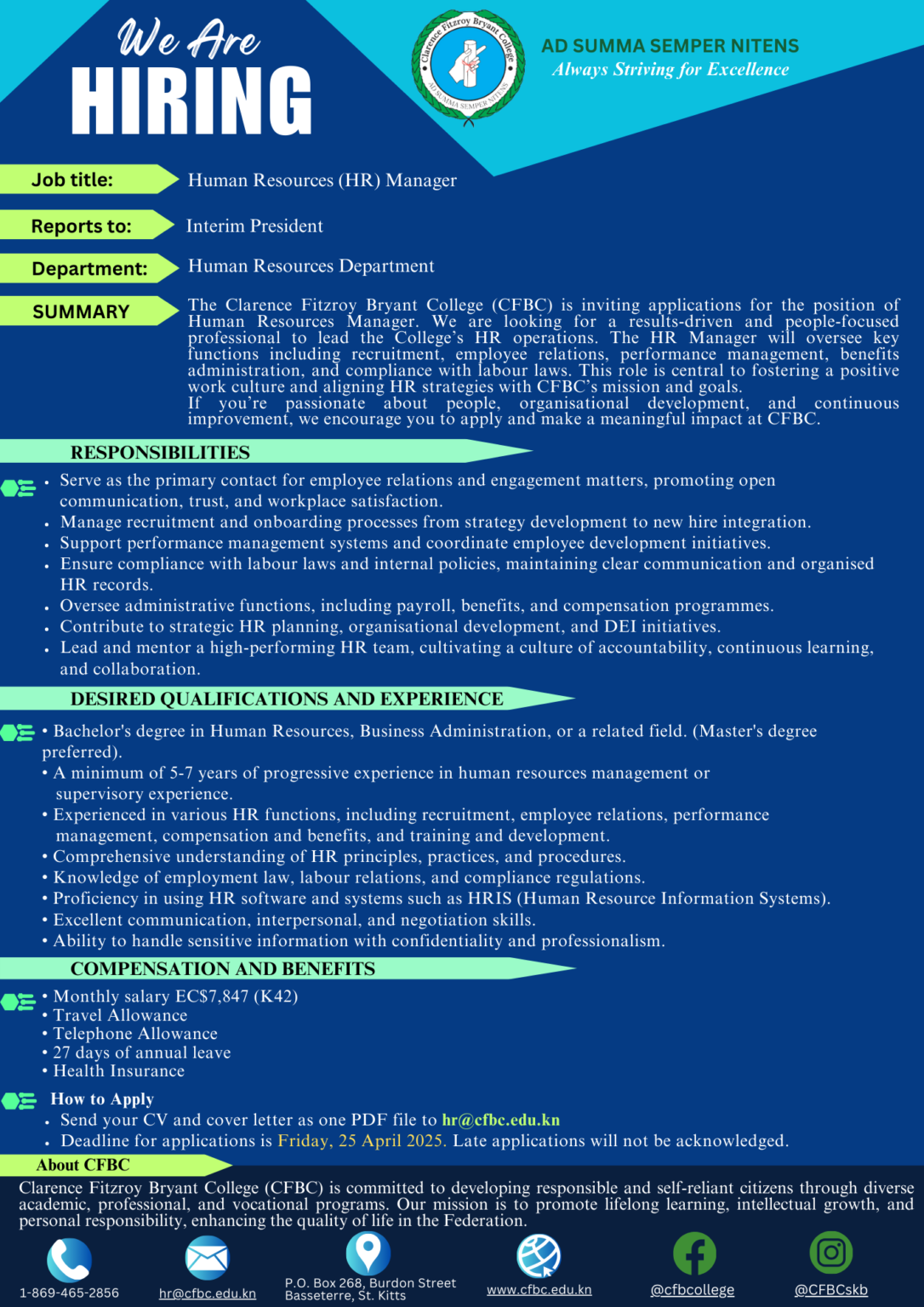 HUMAN RESOURCES (HR) MANAGER JOB APPLICATION – Clarence Fitzroy Bryant ...